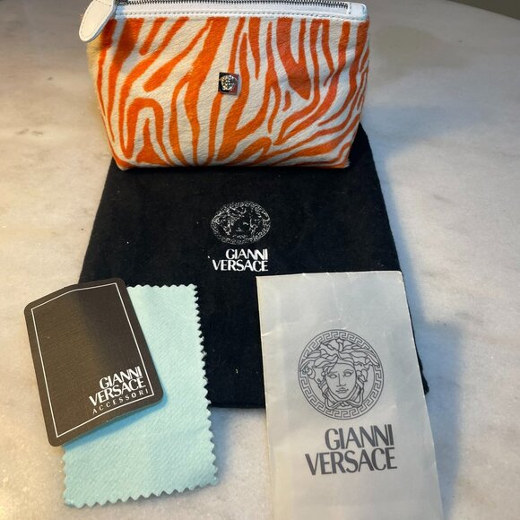Versace | Bags | Versace Orange And White Zebra Print Red Leather ...